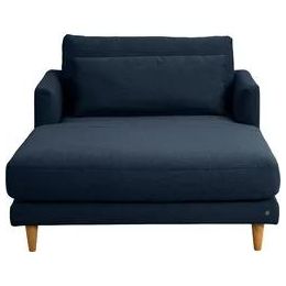 Recamiere Tom Tailor HOME Sofas Gr. B/H/T: 120cm x 83cm x 167cm, Struktur fein TBO, blau (dark navy tbo 6) frei im Raum stellbar, Füße Eiche natur