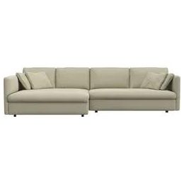 Ecksofa FLEXLUX "Lovane" Sofas Gr. B/H/T: 290cm x 84cm x 185cm, Chenille, Chaiselongue links, beige (sandy beige) Weich & anschmiegsam, große Sitztiefe auf Kaltschaum, Dekokissen inkl.