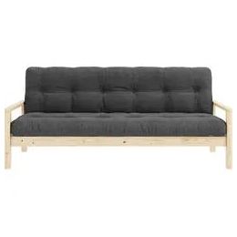 Schlafsofa KARUP DESIGN "KNOB" Sofas Gr. B/H/T: 205cm x 79cm x 95cm, gleichschenklig, Klar lackiert, schwarz (charcoal) mit Futonmatratze, verschiedene Farben, FSC-zertifiziert, Kiefer