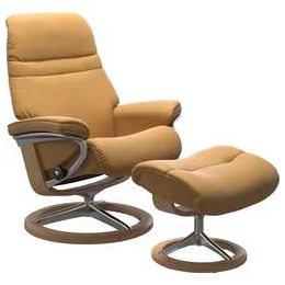 Relaxsessel stressless "Sunrise", gelb (honey), Material Bezug, Ausführung Funktion, Maße B/H/T, Leder BATICK: BATICK ist ein leicht korrigiertes, durchgefärbtes und genarbtes Möbelleder, bei dem die meisten Unebenheiten und Spuren in der Regel entfernt wurden., Leder PALOMA: PALOMA ist ein durchgefärbtes Semianilin-Möbelleder mit natürlicher Narbung., ROHLEDER Stoff Q2 FARON: Ein fester zuverläss