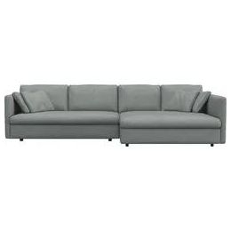 Ecksofa FLEXLUX "Lovane" Sofas Gr. B/H/T: 290cm x 84cm x 185cm, Bouclé, Chaiselongue rechts, blau (sky blau) Weich & anschmiegsam, große Sitztiefe auf Kaltschaum, Dekokissen inkl.