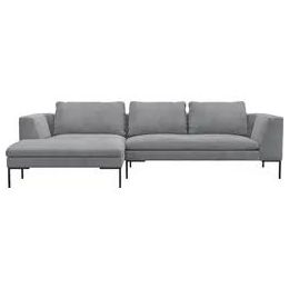 Ecksofa FLEXLUX "Loano" Sofas Gr. B/H/T: 298cm x 86cm x 169cm, Struktur, Chaiselongue links, grau (soft grau) modernes Sofa, frei im Raum stellbar, lose Kissen, Kaltschaum Sitz