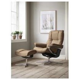 Relaxsessel stressless "Mayfair" Sessel Gr. Leder BATICK, Cross Base Schwarz, Relaxfunktion-Drehfunktion-PlusTMSystem-Gleitsystem-BalanceAdaptTM, B/H/T: 83cm x 102cm x 74cm, braun (latte batick) mit Cross Base, Größe S, M & L, Holzakzent Schwarz