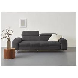 3-Sitzer COTTA "Chef" Sofas Gr. B/H/T: 227 cm x 72 cm x 105 cm, Feinstruktur, mit Kopfteilverstellung, braun (mud) 3-Sitzer mit eleganter Steppung, Bodenfreiheit 12,5 cm