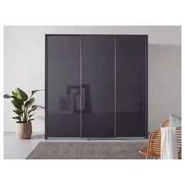 Schwebetürenschrank Rauch "Oteli" Schränke Gr. B/H/T: 211 cm x 233 cm x 68 cm, ohne Beleuchtung, 3 St., grau (graumetallic, effektgrau hochglanz) inkl. Passepartout optional mit Beleuchtung