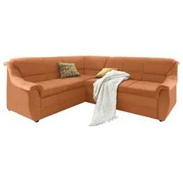 Ecksofa DOMO collection "Lale L-Form" Sofas Gr. B/H/T: 251cm x 88cm x 193cm, Microfaser PRIMABELLE, langer Schenkel rechts, ohne Bettfunktion, orange (terrakotta) mit langem Schenkel, wahlweise Bettfunktion