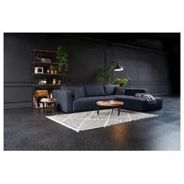 Ecksofa Tom Tailor HOME "HEAVEN STYLE M" Sofas Gr. B/H/T: 282cm x 85cm x 221cm, Struktur fein TBO, Recamiere rechts, mit Bettfunktion-mit Bettkasten-Kunststofffuß, blau (schwarz navy tbo 6) aus der COLORS COLLECTION, wahlweise mit Bettfunktion & Bettkasten