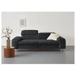 3-Sitzer COTTA "Chef" Sofas Gr. B/H/T: 227cm x 72cm x 105cm, Luxus-Microfaser, mit Kopfteilverstellung, grau (lava) 3-Sitzer mit eleganter Steppung, Bodenfreiheit 12,5 cm