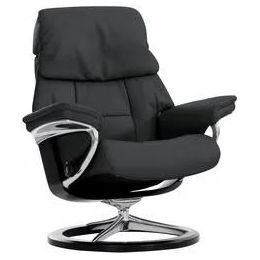 Relaxsessel stressless "Ruby", schwarz (schwarz batick), B:76cm H:100cm T:75cm, Leder PALOMA: durchgefärbtes Semianilin-Möbelleder, Leder BATICK: durchgefärbtes und genarbtes Möbelleder, Sessel, mit Signature Base, Größe S, Gestell Eiche, Wenge, Braun & Schwarz