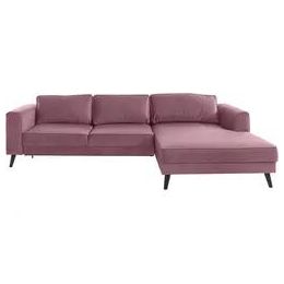 Ecksofa Inosign "Lumber Jack, L-Form" Sofas Gr. B/H/T: 280cm x 85cm x 167cm, Velours, Recamiere rechts, mit Schlaffunktion und Bettkasten, rosa (altrosa) in moderner Optik