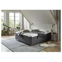 Boxbett Home Affaire "Thorsby" Komplettbetten Gr. Bezug Strukturstoff, Liegefläche B/L: 160cm x 200cm Betthöhe: 51cm, Gewicht bis: 120 kg H3, Taschen-Federkernmatratze, grau Boxspringbett Boxbett ohne Kopfteil, frei im Raum stellbar, für Dachschrägen