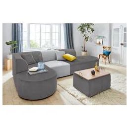 Sofa-Eckelement Andas "Alesund" Polsterelemente Gr. Cord, Armlehne rechts, grau (anthrazit) als Einzelteile oder Modulteil