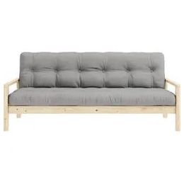 Schlafsofa KARUP DESIGN "KNOB" Sofas Gr. B/H/T: 205cm x 79cm x 95cm, gleichschenklig, Klar lackiert, grau mit Futonmatratze, verschiedene Farben, FSC-zertifiziert, Kiefer