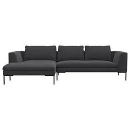 Ecksofa FLEXLUX "Loano" Sofas Gr. B/H/T: 298cm x 86cm x 169cm, Lederoptik, Chaiselongue links, grau (shark grey) modernes Sofa, frei im Raum stellbar, lose Kissen, Kaltschaum Sitz