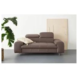 2-Sitzer COTTA "Chef" Sofas Gr. B/H/T: 196 cm x 72 cm x 105 cm, Leder PAMPAS, mit Kopfteilverstellung, braun (cocoa) 2-Sitzer mit eleganter Steppung, Bodenfreiheit 12,5 cm