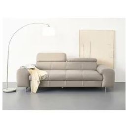 3-Sitzer COTTA "Chef" Sofas Gr. B/H/T: 227cm x 72cm x 105cm, Kunstleder SOFTLUX, mit Kopfteilverstellung, beige (sand) 3-Sitzer mit eleganter Steppung, Bodenfreiheit 12,5 cm