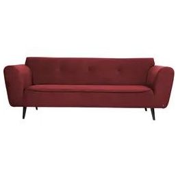 2-Sitzer Tom Tailor HOME "NEW WAVE CHIC" Sofas Gr. B/H/T: 193cm x 81cm x 91cm, Samtstoff TSV, rot (carmine tsv 113) mit Knöpfen im Rücken, Breite 193 cm