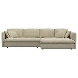 Ecksofa FLEXLUX "Lovane" Sofas Gr. B/H/T: 290cm x 84cm x 185cm, Chenille, Chaiselongue rechts, beige (sandy beige) Weich & anschmiegsam, große Sitztiefe auf Kaltschaum, Dekokissen inkl.