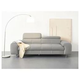 3-Sitzer COTTA "Chef" Sofas Gr. B/H/T: 227cm x 72cm x 105cm, Kunstleder SOFTLUX, mit Kopfteilverstellung, grau (argent) 3-Sitzer mit eleganter Steppung, Bodenfreiheit 12,5 cm