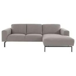 Ecksofa Andas "Lungre, L-Form" Sofas Gr. B/H/T: 260cm x 82cm x 163cm, Struktur, Recamiere rechts, Ecksofa XL, grau (taupe grey) in verschiedenen Größen, extra hohe Füße aus Metall