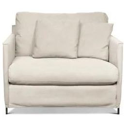 Loveseat furninova "Petito" Sessel Gr. Struktur, B/H/T: 103cm x 82cm x 102cm, weiß (snow) abnehmbarer Hussenbezug, alle Kissen mit Federn gefüllt, 2 Zierkissen