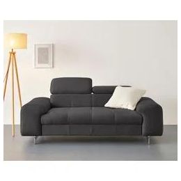 2-Sitzer COTTA "Chef" Sofas Gr. B/H/T: 196 cm x 72 cm x 105 cm, Feinstruktur, mit Kopfteilverstellung, braun (mud) 2-Sitzer mit eleganter Steppung, Bodenfreiheit 12,5 cm