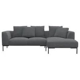 Ecksofa FLEXLUX "Sava" Sofas Gr. B/H/T: 294cm x 94cm x 166cm, Lederoptik, Chaiselongue rechts, grau (elephant grey) Taschenferderkern-Sitz mit Kaltschaum, lose Rücken- & Dekokissen