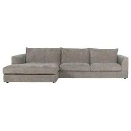 Ecksofa furninova "Big Band Dawn" Sofas Gr. B/H/T: 334 cm x 87 cm x 157 cm, Velourstoff grob, Recamiere links-Armlehne rechts, ohne Bettfunktion, beige im skandinavischen Design