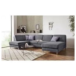 Sit & More Wohnlandschaft SIT & MORE "Clio U-Form" Sofas Gr. B/H/T: 319 cm x 89 cm x 190 cm, Luxus-Microfaser Paris, Ottomane links, ohne Bettfunktion-ohne Bettkasten, grau wahlweise mit Bettfunktion und Bettkasten, inklusive Federkern