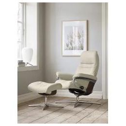 Relaxsessel stressless "Sunrise" Sessel Gr. Leder BATICK, Cross Base Braun, Relaxfunktion-Drehfunktion-PlusTMSystem-Gleitsystem-BalanceAdaptTM, B/H/T: 79cm x 103cm x 73cm, beige (cream batick) mit Cross Base, Größe S, M & L, Holzakzent Braun