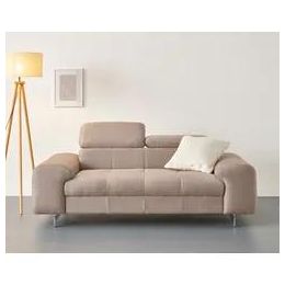 2-Sitzer COTTA "Chef" Sofas Gr. B/H/T: 196 cm x 72 cm x 105 cm, Luxus-Microfaser, mit Kopfteilverstellung, braun (mud) 2-Sitzer mit eleganter Steppung, Bodenfreiheit 12,5 cm