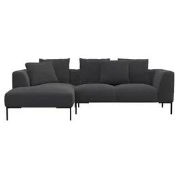 Ecksofa FLEXLUX "Sava" Sofas Gr. B/H/T: 294cm x 94cm x 166cm, Lederoptik, Chaiselongue links, grau (shark grey) Taschenferderkern-Sitz mit Kaltschaum, lose Rücken- & Dekokissen