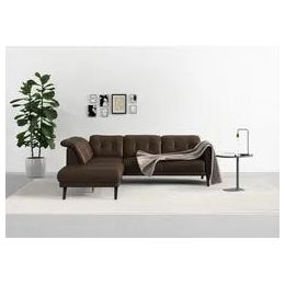 Sit & More Ecksofa SIT & MORE "Scandia L-Form" Sofas Gr. B/H/T: 271cm x 82cm x 214cm, Microfaser, Ottomane links, Ohne Kopfteilverstellung-Ohne Armteilfunktion-Mit schwarzen matten Metallfüßen, braun (schokobraun) Wahlweise mit Kopfteilverstellung und Armteilfunktion