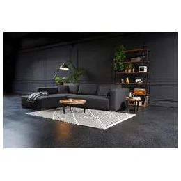 Ecksofa Tom Tailor HOME "HEAVEN STYLE M" Sofas Gr. B/H/T: 282cm x 85cm x 221cm, Struktur fein TBO, Recamiere links, ohne Bettfunktion-ohne Bettkasten-Metallfuß, grau (anthrazit tbo 9) aus der COLORS COLLECTION, wahlweise mit Bettfunktion & Bettkasten