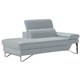 Ottomane Egoitaliano "Princess, elegantes Designsofa mit erstklassigem Sitzkomfort" Sofas Gr. B/H/T: 177cm x 95cm x 108cm, Leder NUVOLE, Armlehne rechts, blau (himmelblau) inkl. verstellbarem Kopfteil und edle Designmetallfüße