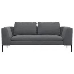 2,5-Sitzer FLEXLUX "Loano" Sofas Gr. B/H/T: 206cm x 86cm x 106cm, Lederoptik, grau (elephant grau) modernes Sofa, frei im Raum stellbar, lose Kissen, Kaltschaum Sitz