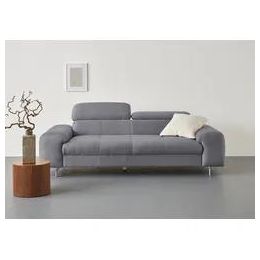 3-Sitzer COTTA "Chef" Sofas Gr. B/H/T: 227cm x 72cm x 105cm, Feinstruktur, mit Kopfteilverstellung, grau (stone) 3-Sitzer mit eleganter Steppung, Bodenfreiheit 12,5 cm