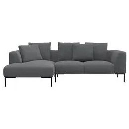 Ecksofa FLEXLUX "Sava" Sofas Gr. B/H/T: 294cm x 94cm x 166cm, Lederoptik, Chaiselongue links, grau (elephant grey) Taschenferderkern-Sitz mit Kaltschaum, lose Rücken- & Dekokissen