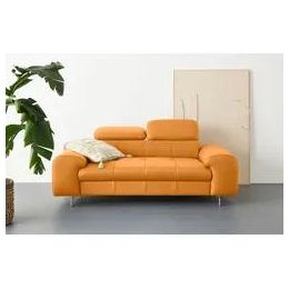 2-Sitzer COTTA "Chef" Sofas Gr. B/H/T: 196cm x 72cm x 105cm, Leder PAMPAS, mit Kopfteilverstellung, braun (amber) 2-Sitzer mit eleganter Steppung, Bodenfreiheit 12,5 cm