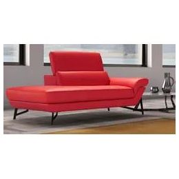 Ottomane Egoitaliano "Narcisa, Designsofa" Sofas Gr. B/H/T: 174cm x 96cm x 110cm, Leder BULL, Ottomane links, rot (kirschrot) mit verstellbarer Kopfstütze, Solitärmöbel als Blickfang