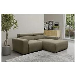 Ecksofa DOMO collection "Brandon kleine Ausführung B/T/H: 214/100/80 cm" Sofas Gr. B/H/T: 214 cm x 80 cm x 175 cm, Cord, Recamiere rechts, ohne Sitztiefenverstellung, mit Nierenkissen, braun (schlamm) Mit Kopfteilverstellung, auch in Leder und Cord, L-Form