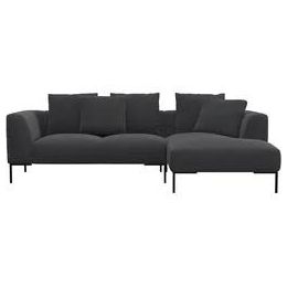 Ecksofa FLEXLUX "Sava" Sofas Gr. B/H/T: 294cm x 94cm x 166cm, Lederoptik, Chaiselongue rechts, grau (shark grey) Taschenferderkern-Sitz mit Kaltschaum, lose Rücken- & Dekokissen