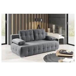 Schlafsofa WERK2 "Indigo" Sofas Gr. B/H/T: 205cm x 90cm x 95cm, Luxus-Microfaser weich, Mit Schlaffunktion & Bettkasten, grau 2-Sitzer Sofa und Schlafcouch mit Federkern & Bettkasten