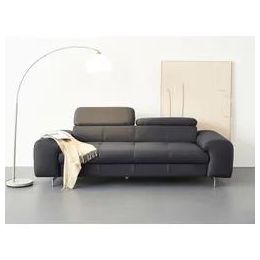 3-Sitzer COTTA "Chef" Sofas Gr. B/H/T: 227 cm x 72 cm x 105 cm, Leder PAMPAS, mit Kopfteilverstellung, braun (fango) 3-Sitzer mit eleganter Steppung, Bodenfreiheit 12,5 cm