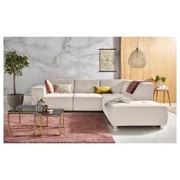 Ecksofa Inosign "Sapporo L-Form" Sofas Gr. B/H/T: 272cm x 78cm x 222cm, Struktur fein, Ottomane rechts, mit Bettfunktion, beige (linen) wahlweise Bettfunktion oder Sitztiefenverstellung, Federkern