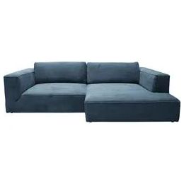 Ecksofa Tom Tailor HOME "Big Cube Style" Sofas Gr. B/H/T: 270cm x 83cm x 160cm, Cord TRI, Recamiere rechts, blau (azure tri 106) mit cleanen Stegkissen, extra große Sitztiefe, Breite 270cm