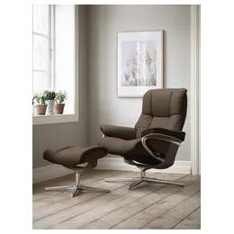 Relaxsessel stressless "Mayfair" Sessel Gr. ROHLEDER Stoff Q2 FARON, Cross Base Wenge, Relaxfunktion-Drehfunktion-PlusTMSystem-Gleitsystem-BalanceAdaptTM, B/H/T: 92cm x 103cm x 79cm, braun (dark beige q2 faron) mit Cross Base, Größe S, M & L, Holzakzent Wenge