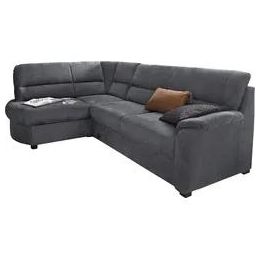 Sit & More Ecksofa SIT & MORE "Pandora L-Form" Sofas Gr. B/H/T: 251cm x 91cm x 176cm, Luxus-Microfaser ALTARA NUBUCK, Ottomane links, ohne Bettfunktion, grau (dunkelgrau) wahlweise mit Bettfunktion und Bettkasten