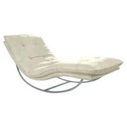 Relaxliege W.Schillig "daily dreams", beige (sahara s37), B:75cm H:85cm T:169cm, Stoff S37 (100% Polyester), Sofas, in Waffelkissen-Optik, Schaukelgestell silber matt, in 2 Breiten