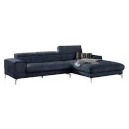 Ecksofa W.Schillig "piedroo" Sofas Gr. B/H/T: 303cm x 70cm x 193cm, Stoff S37, Longchair rechts, mit Kopfteilverstellung-ohne Sitztiefenverstellung, blau (dark blue s37) Kopfteilverstellung, wahlweise mit Sitztiefenverstellung, Breite 303cm